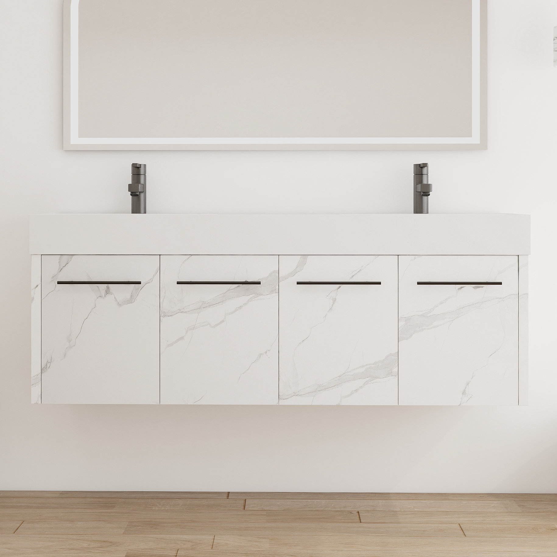 Latitude Run® 60" Bathroom Vanity with Sink, 60 Inch Floating Vanity ...