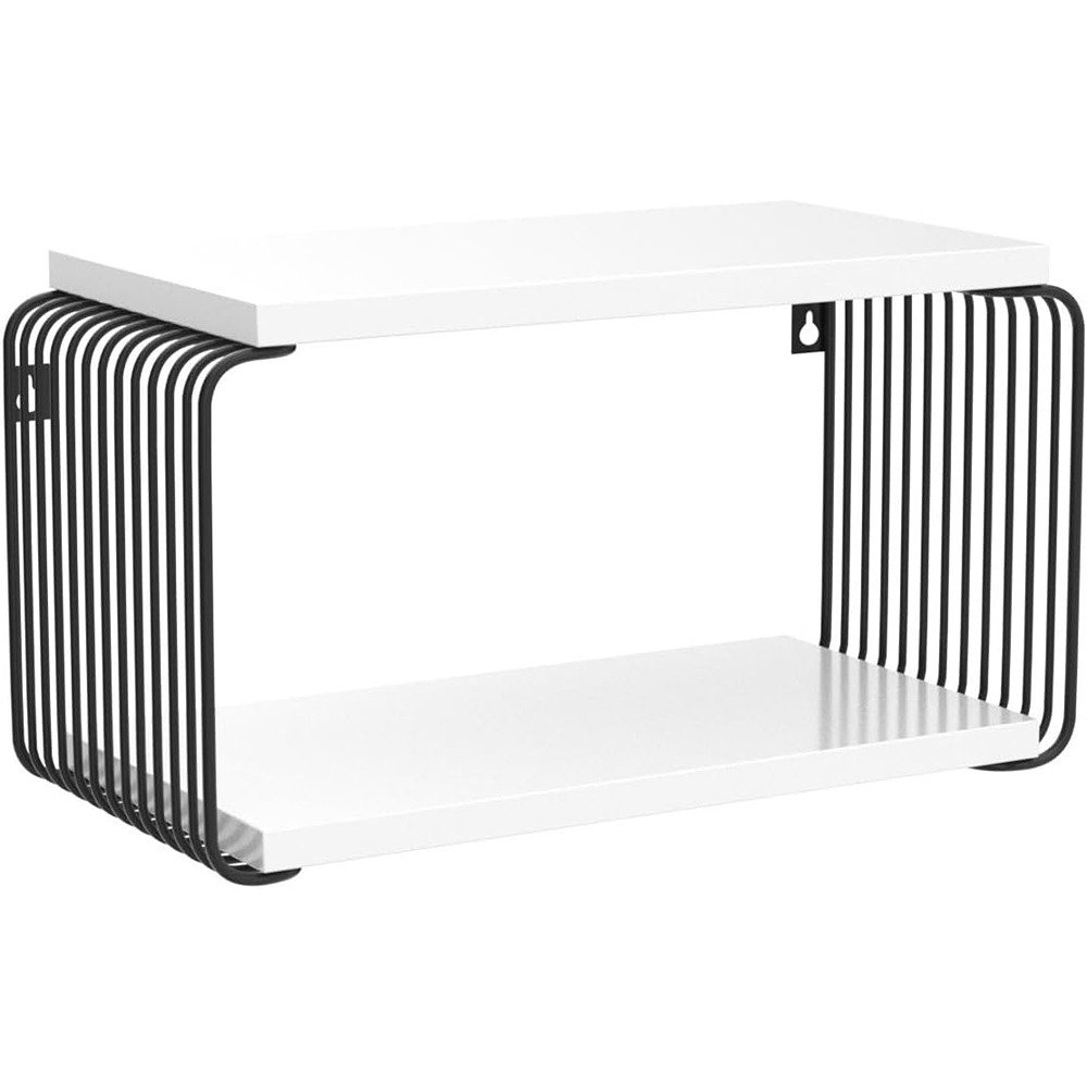Hokku Designs Floating Nightstand Geometric Wall Mounted Nightstand Wood Bedside Shelf 2 Tier