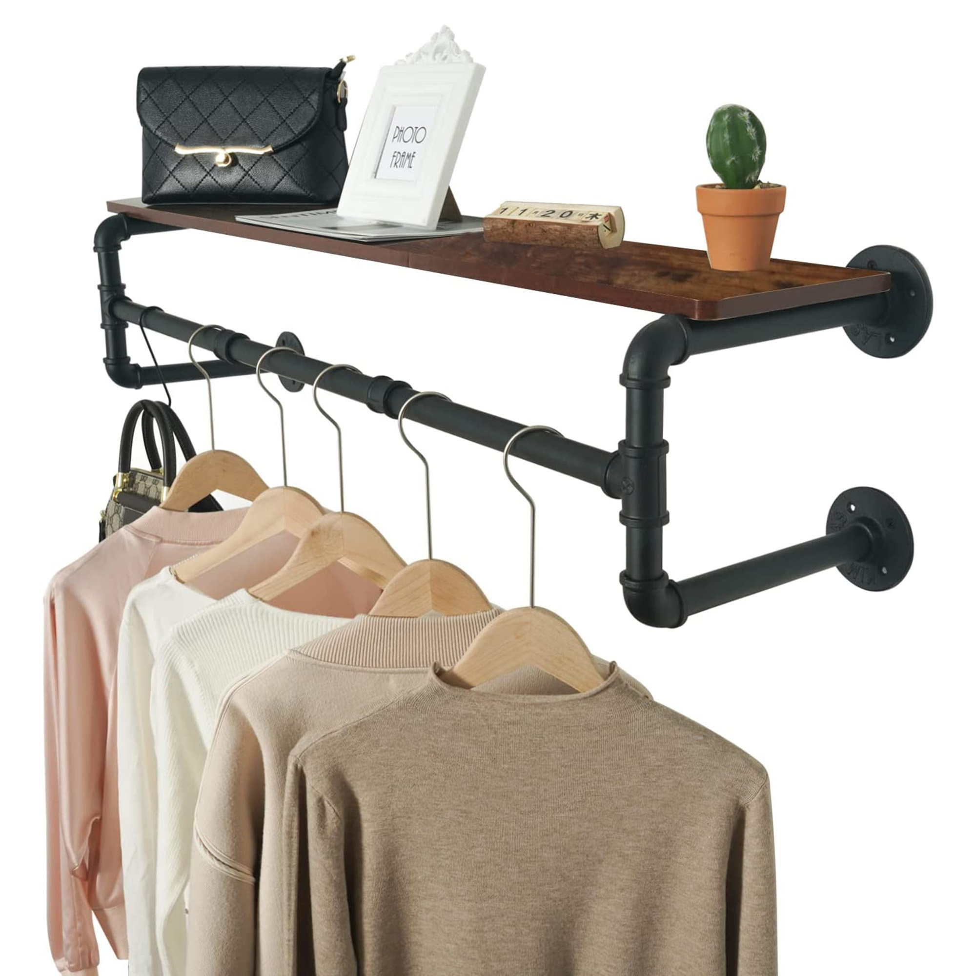 Williston Forge 41.5'' Metal Wall Mounted Clothes Rack | Wayfair