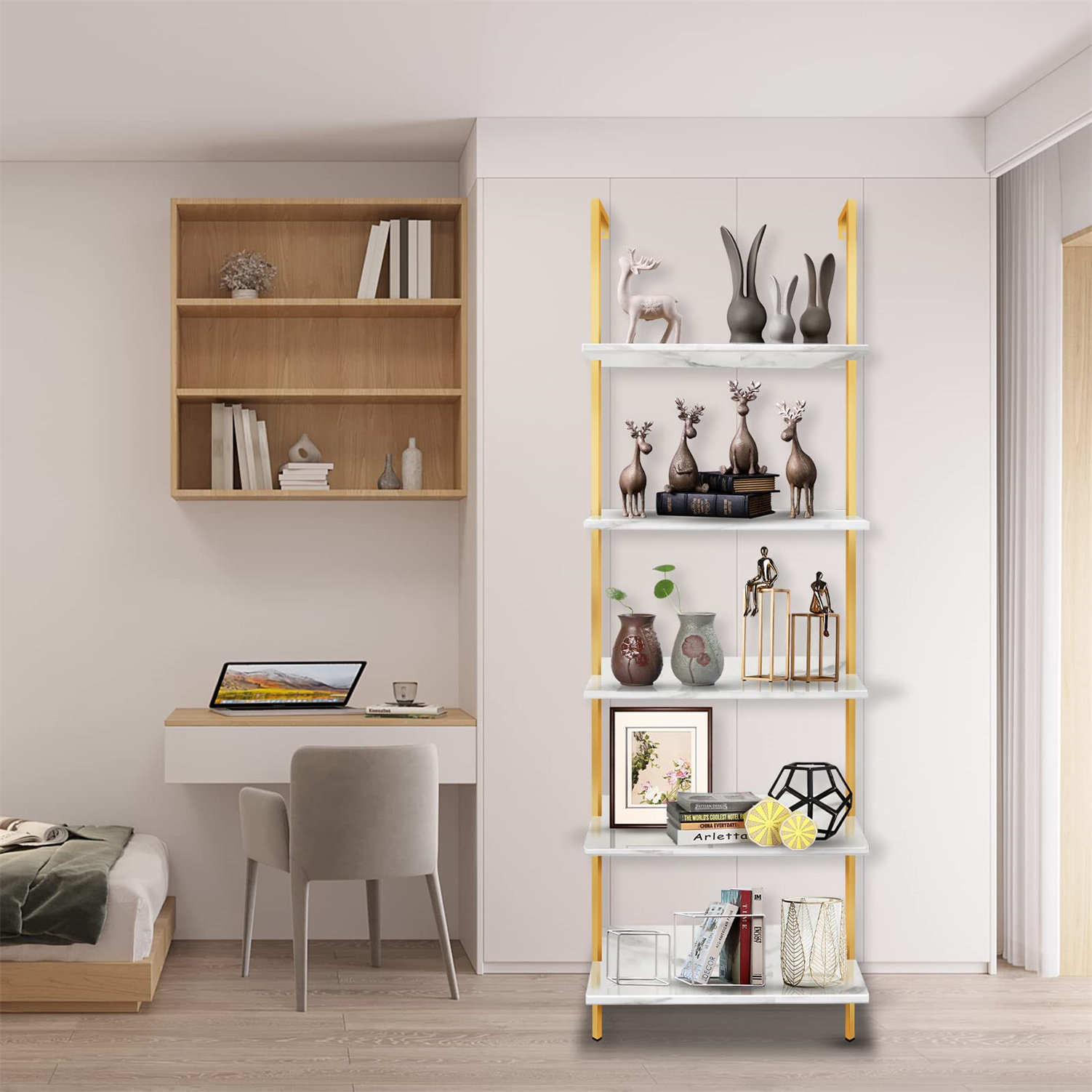 Mercer41 Heswall 72'' H x 23.6'' W Steel Ladder Bookcase | Wayfair