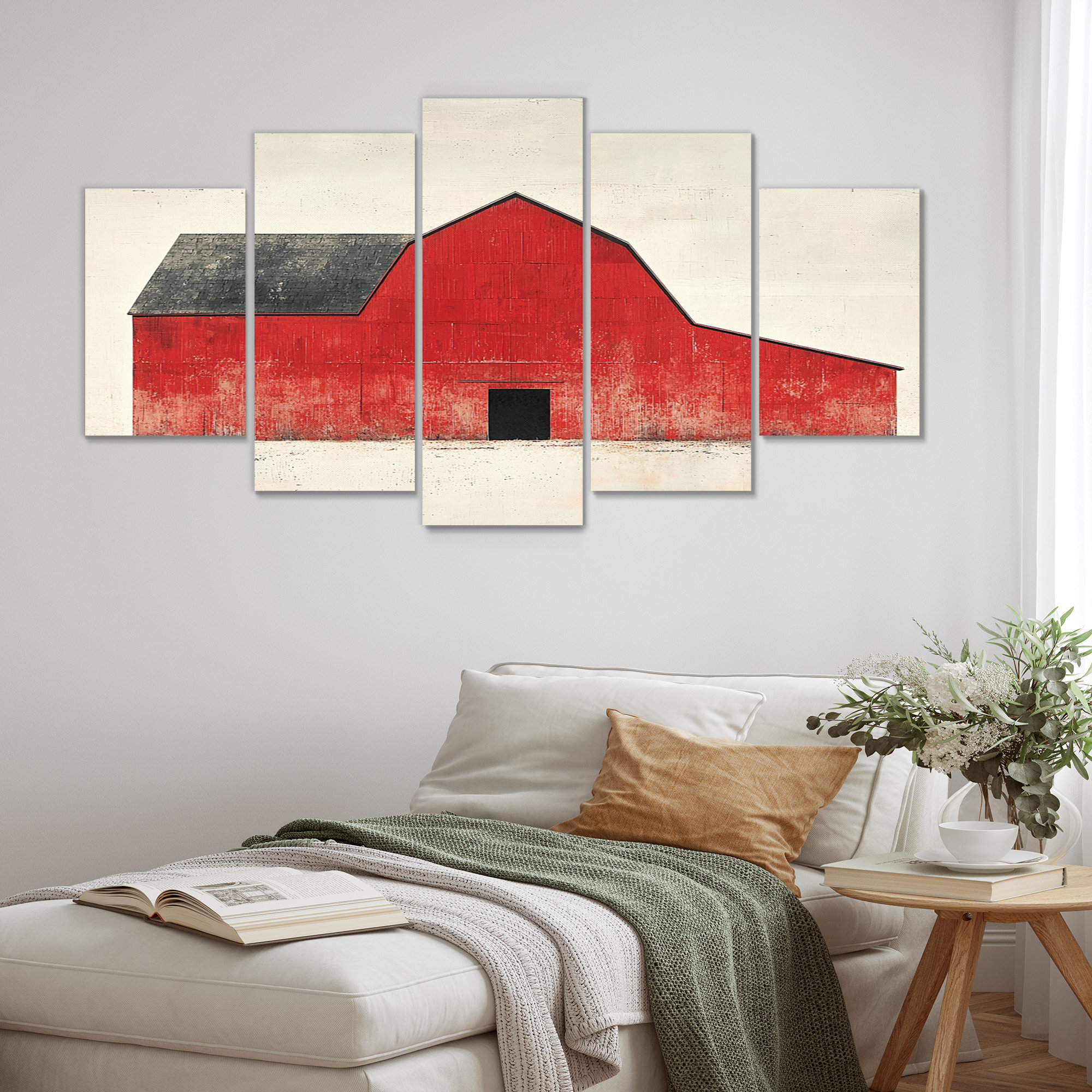 August Grove® Red And Black Rustic Barn Landscape III - Farmhouse Wall ...