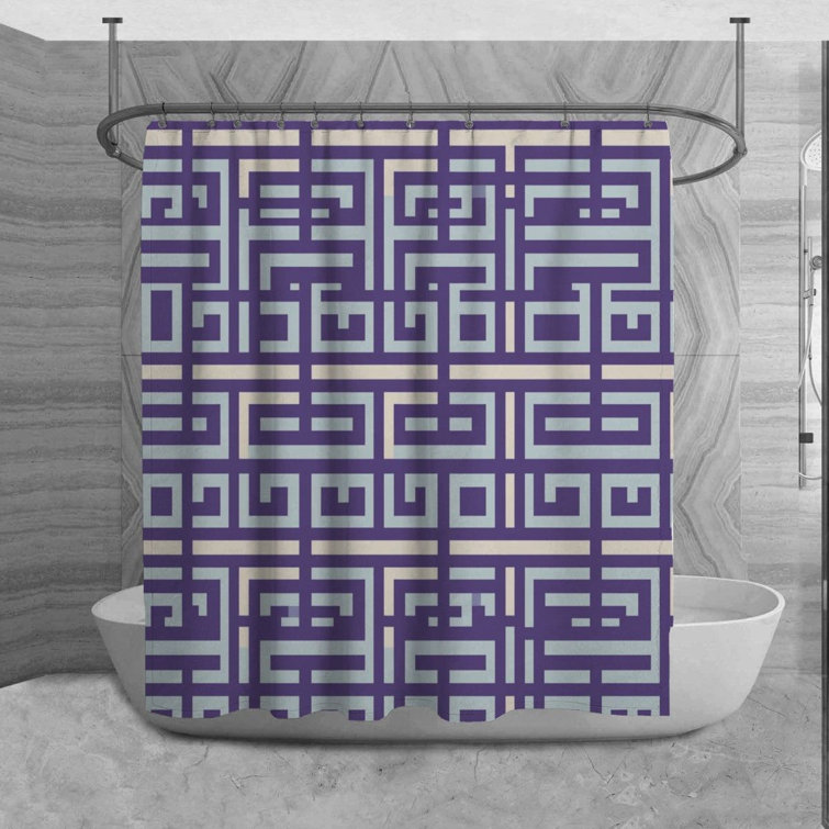 Bless international Greek Key Shower Curtain Pattern Bathroom Decor ...
