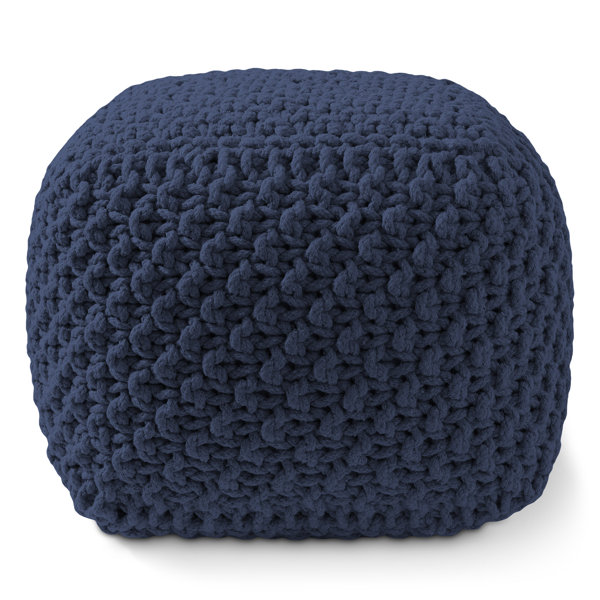 Casafield Square Pouf Ottoman, Cotton Knit Upholstered Footrest | Wayfair