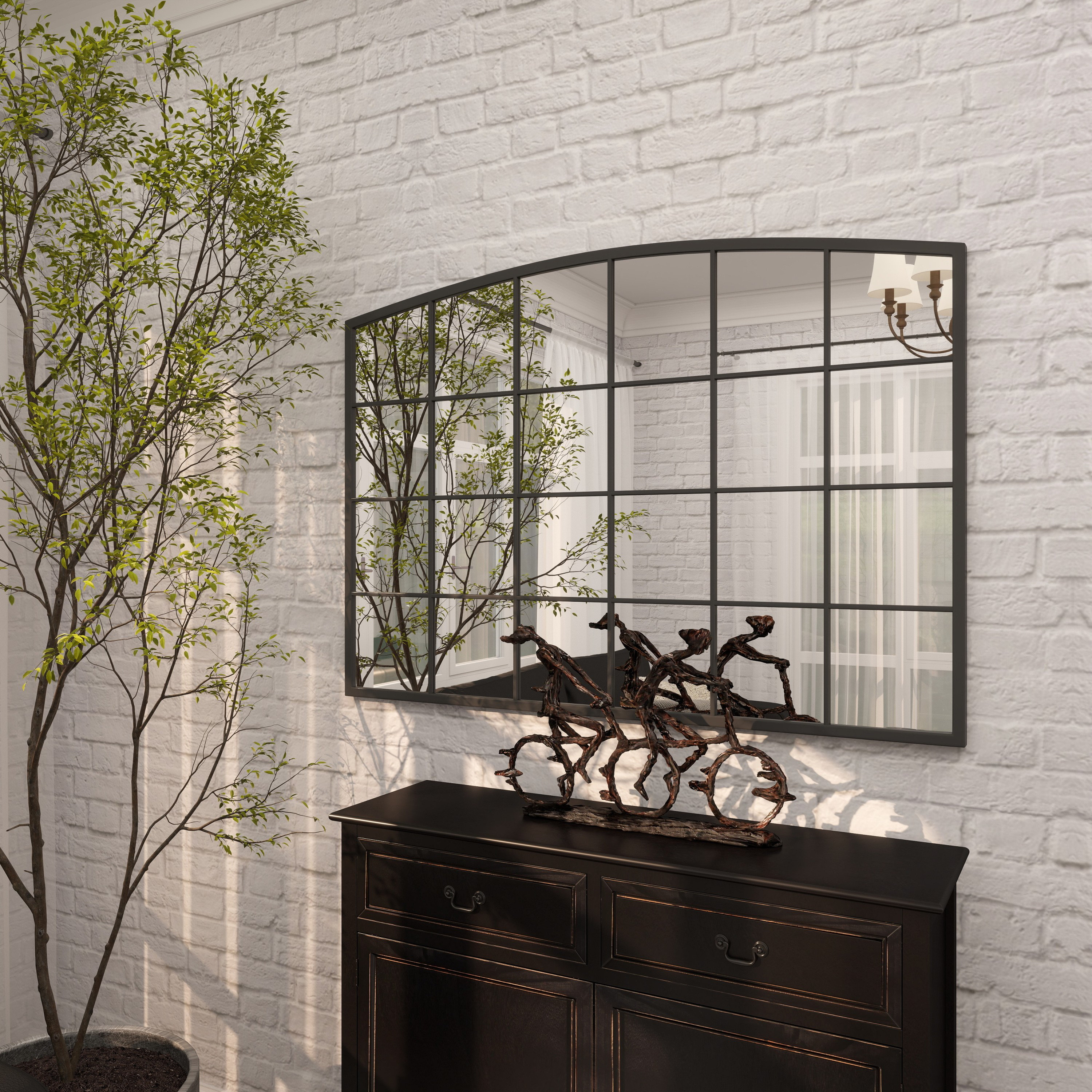 Laurel Foundry Modern Farmhouse® Haider Glass and Metal Arched Window ...