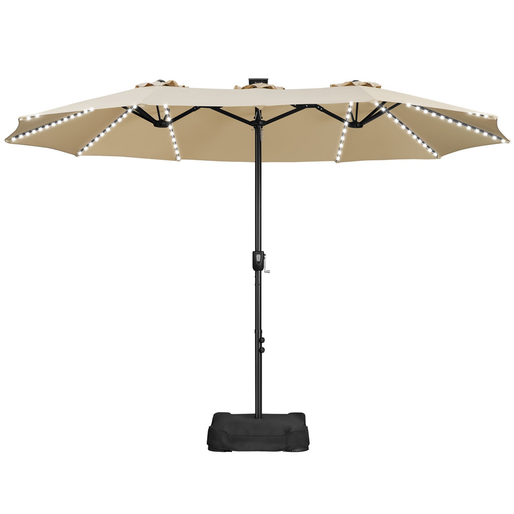 Arlmont & Co. Triple-Vented Patio Umbrella with Multi-Mode LED Lights ...