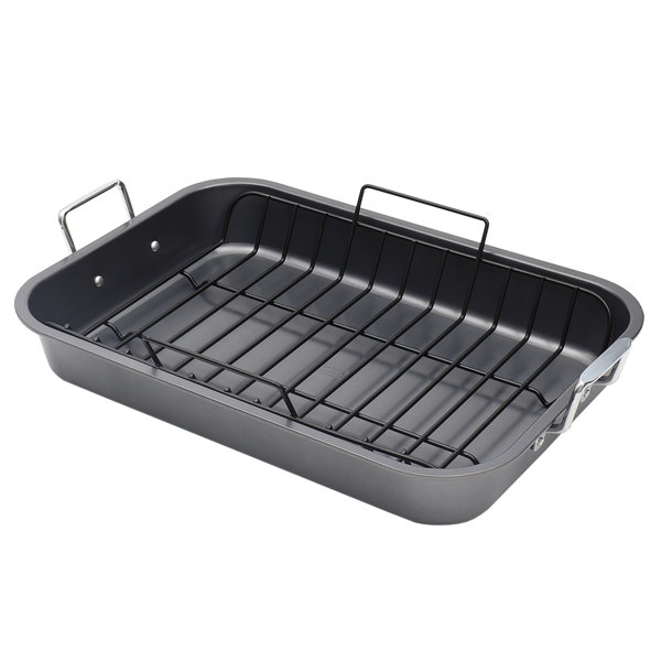 Prep & Savour Diyako 22'' Non-Stick Steel Roasting Pan with Rack | Wayfair