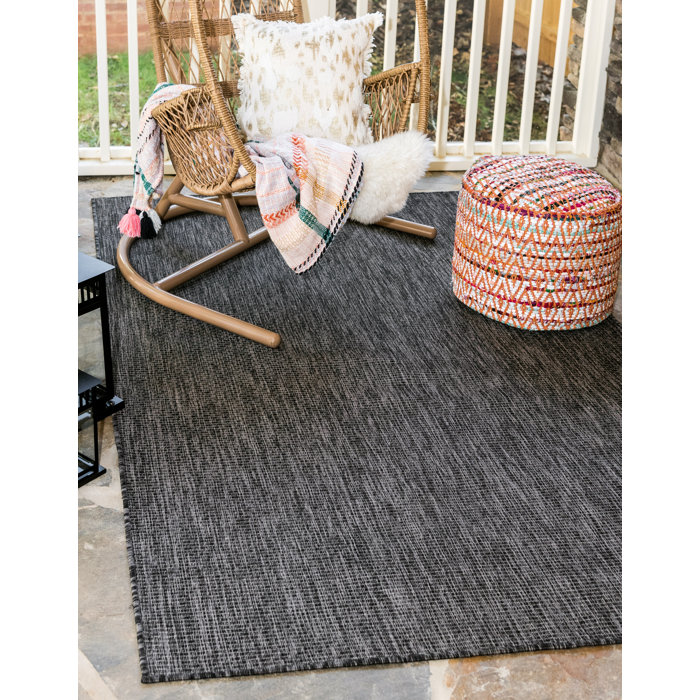 Wade Logan® Avaughn Black Indoor/Outdoor Rug & Reviews | Wayfair