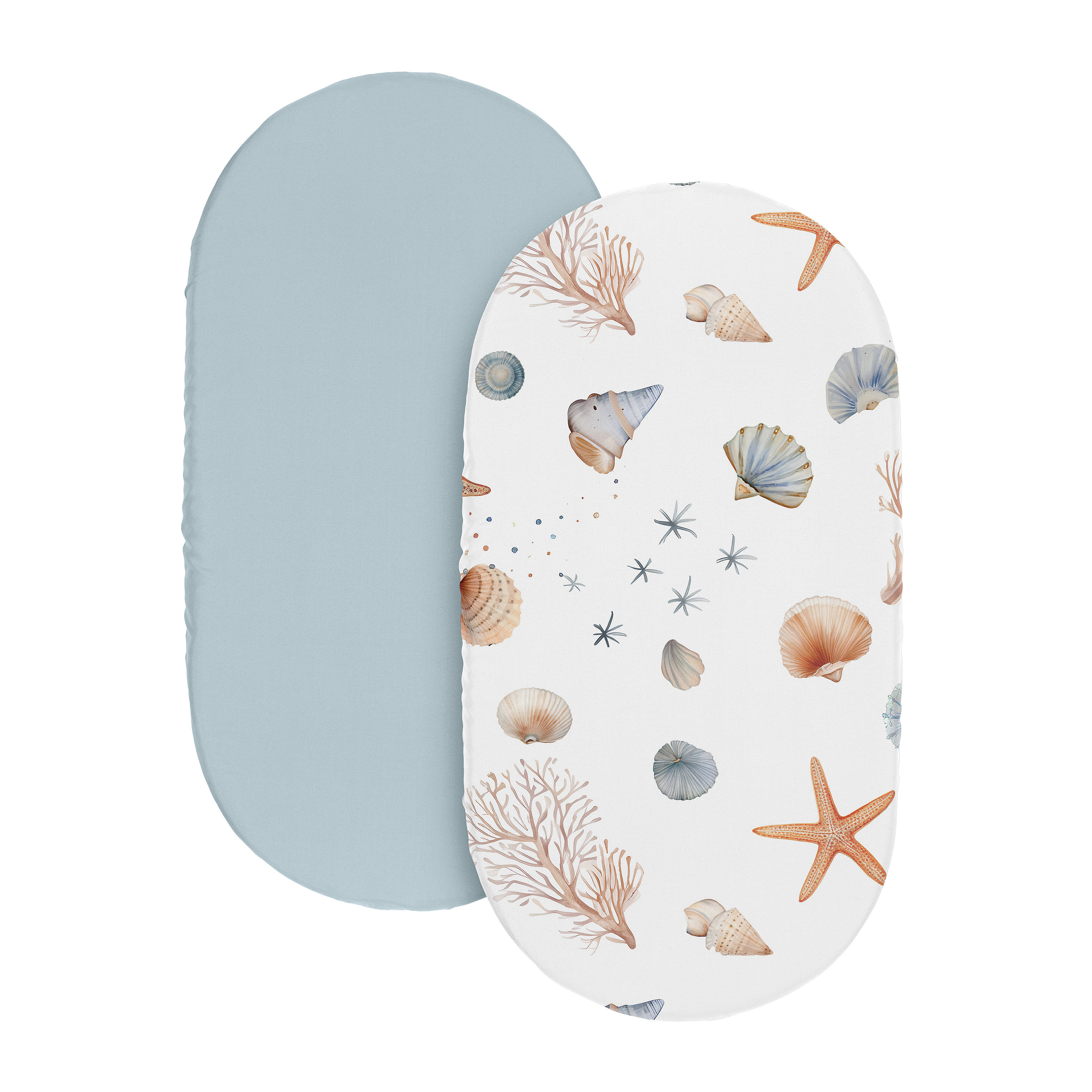 Sweet Jojo Designs Ocean Seashells 2 Pack Baby Bassinet Fitted Sheets ...