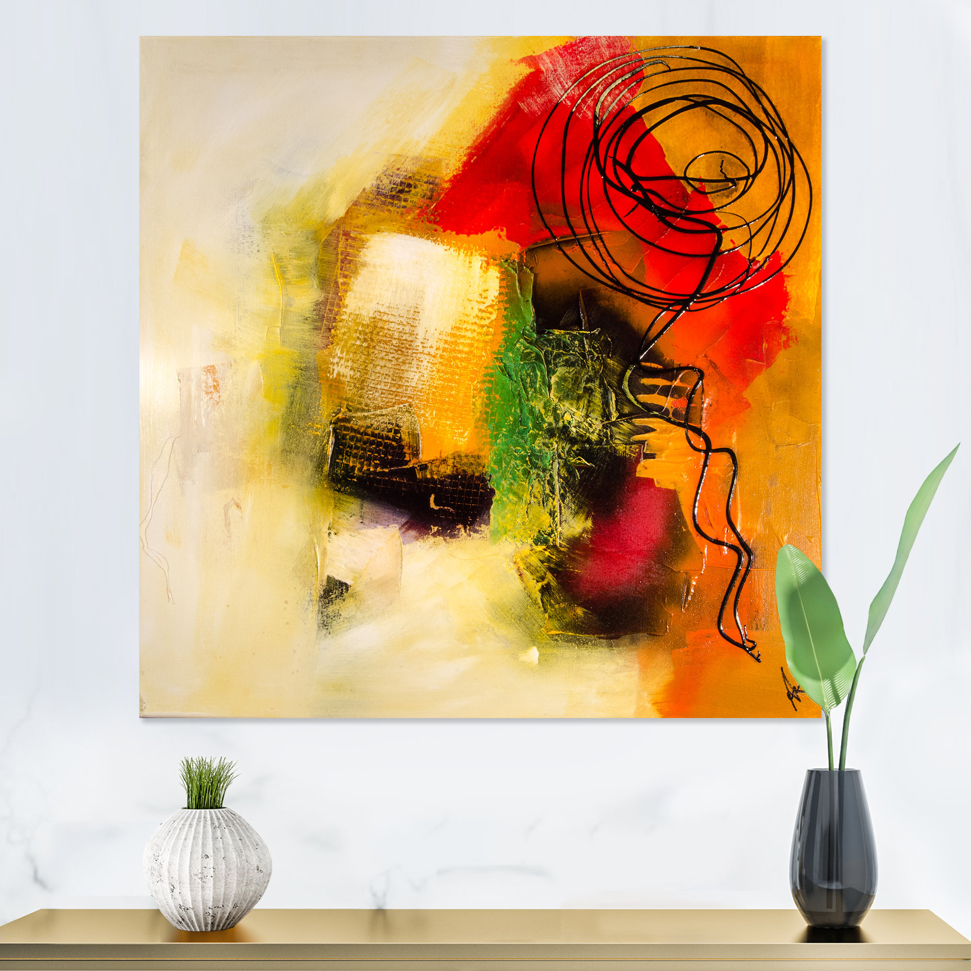 Wrought Studio™ Modern Energetic Color Dance - Picture Frame Print on ...