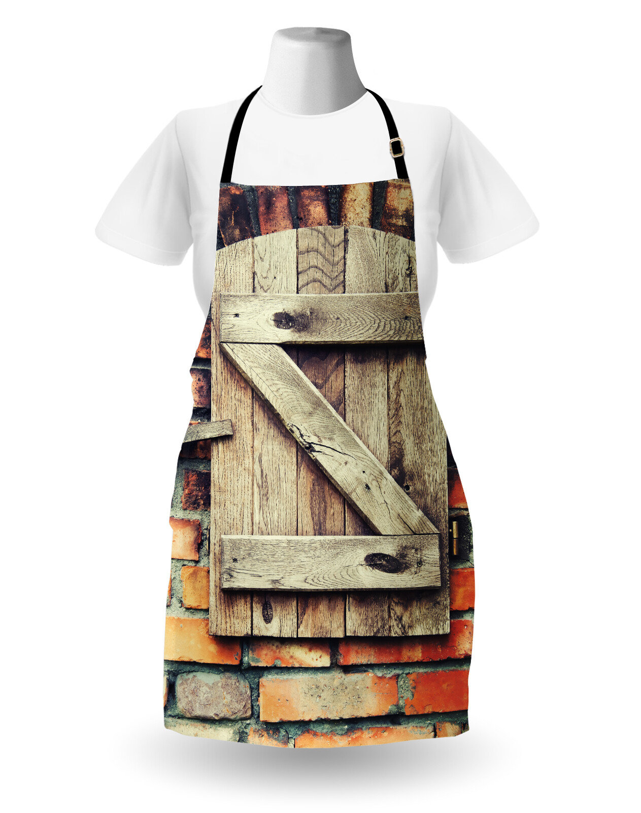 East Urban Home Wooden Apron Unisex, Natural Red Brick House, Adult ...