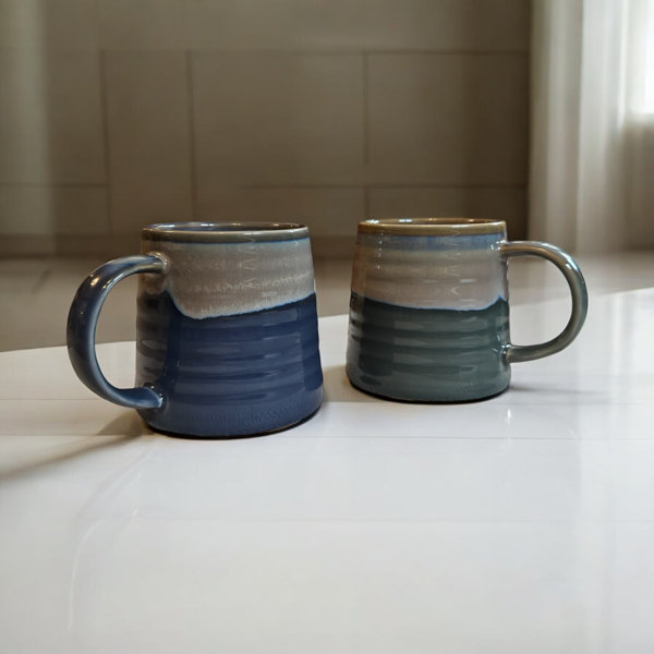 Brambly Cottage Blue Denim Reactive Glaze Stoneware Mug Set of 4 Kenery ...
