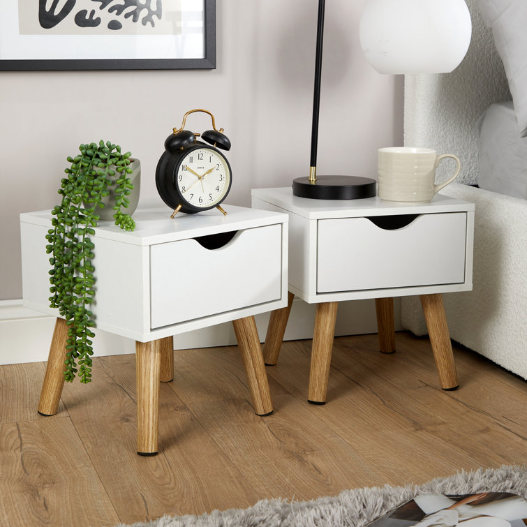 Norden Home Clarinda Pair of 1 Drawer Scandi Bedside Table Units ...