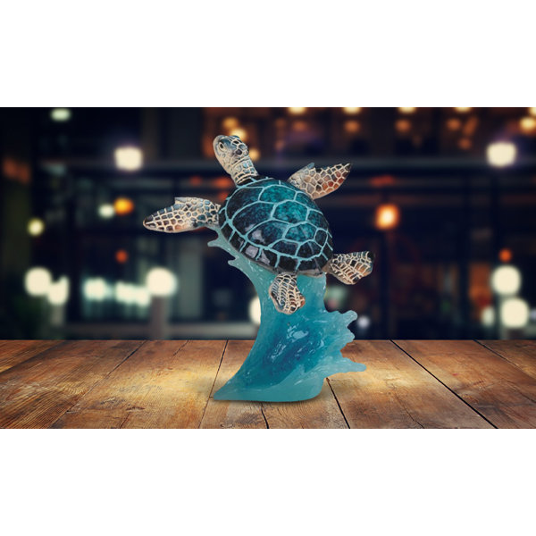 Bay Isle Home Aashini Aayon 4"W Miniature Green Sea Turtle Marine Life ...