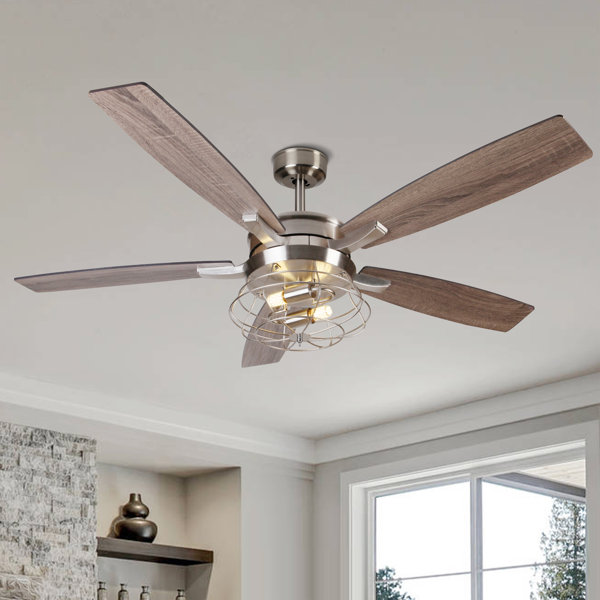 Williston Forge 52-Inch Satin Nickel Metal 2-Light Ceiling Fan Light ...