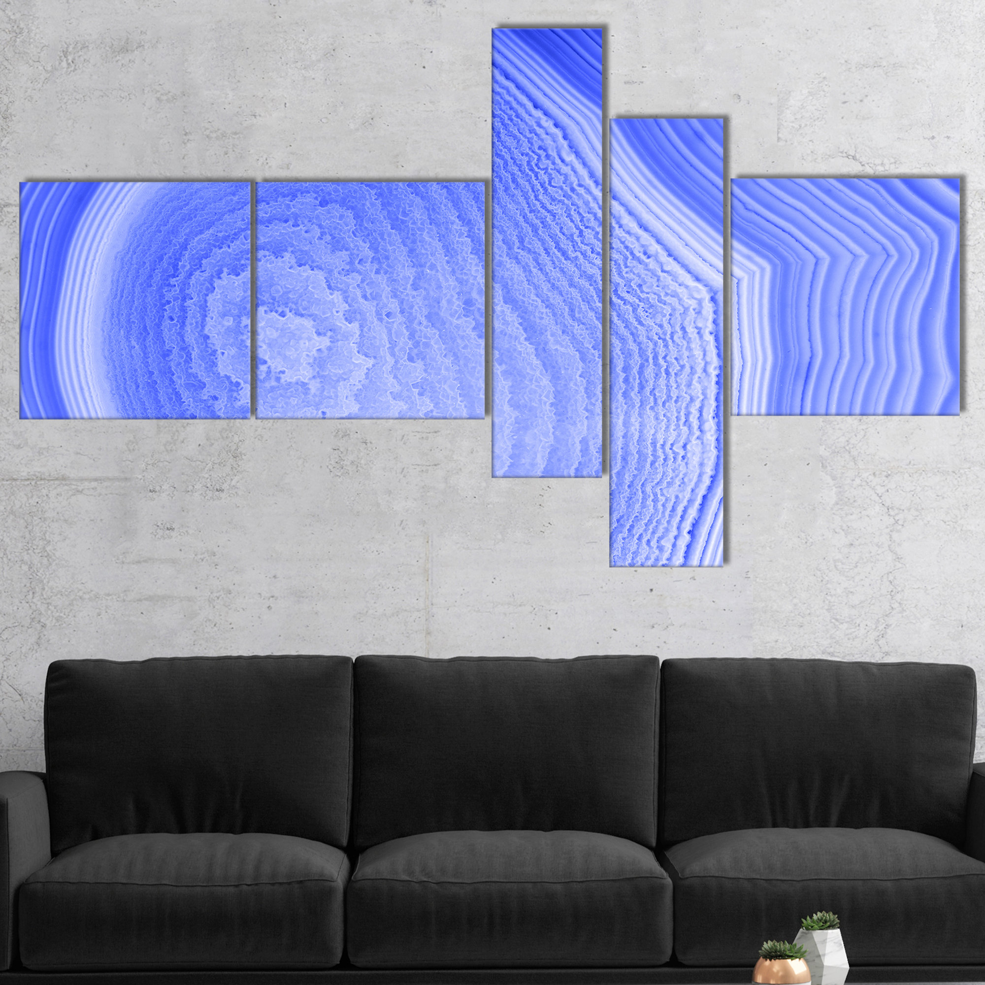 East Urban Home 'Dark Blue Agate Structure' Print Multi-Piece Image on ...