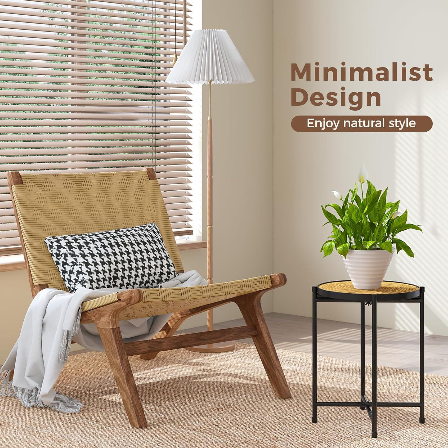 Bay Isle Home™ Bamworld Rattan Plant Stand Indoor,Small Plant Table ...