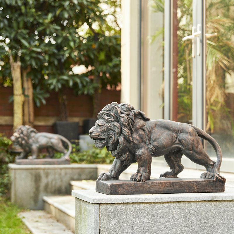 Astoria Grand Lokman Lions Animals Magnesium Oxide Garden Statue ...