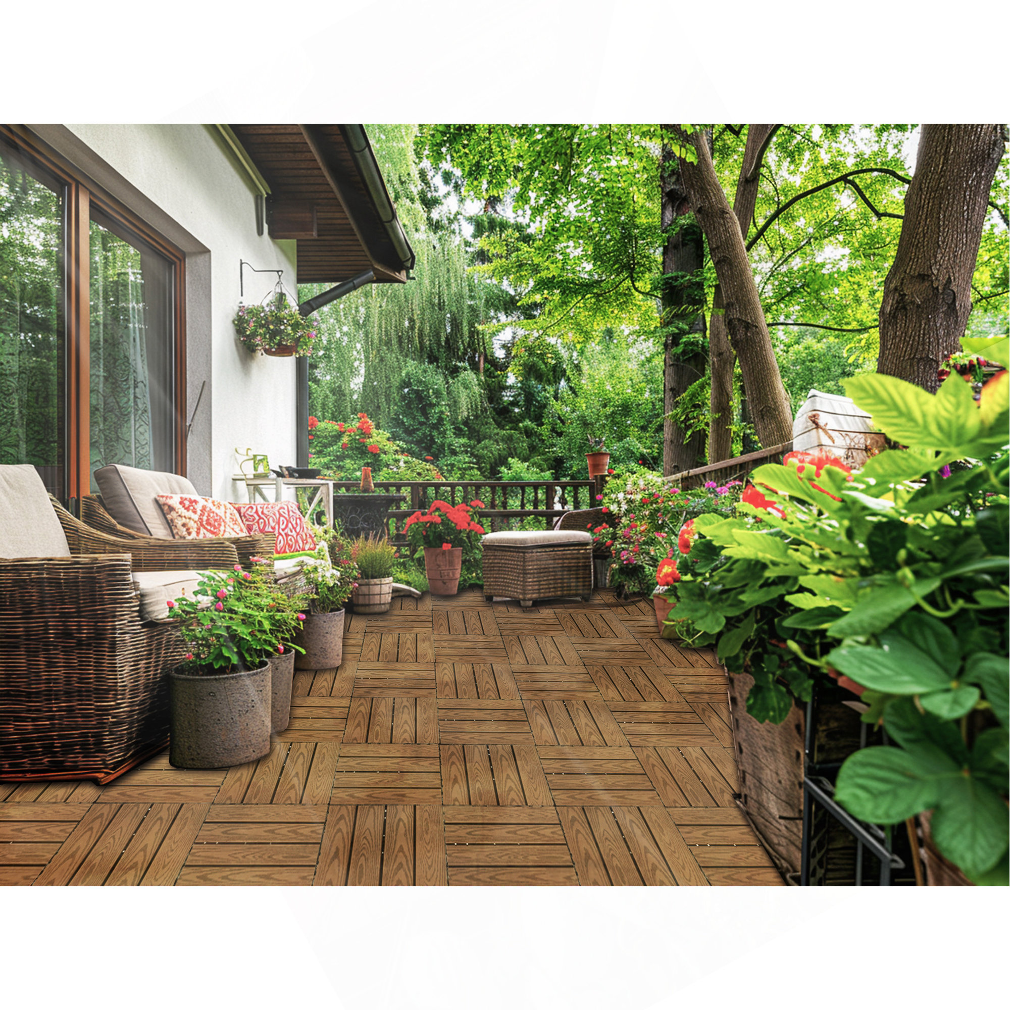 Wentygam Wood Plastic Composite Deck Tiles Set Of 20Pcs, Composite ...