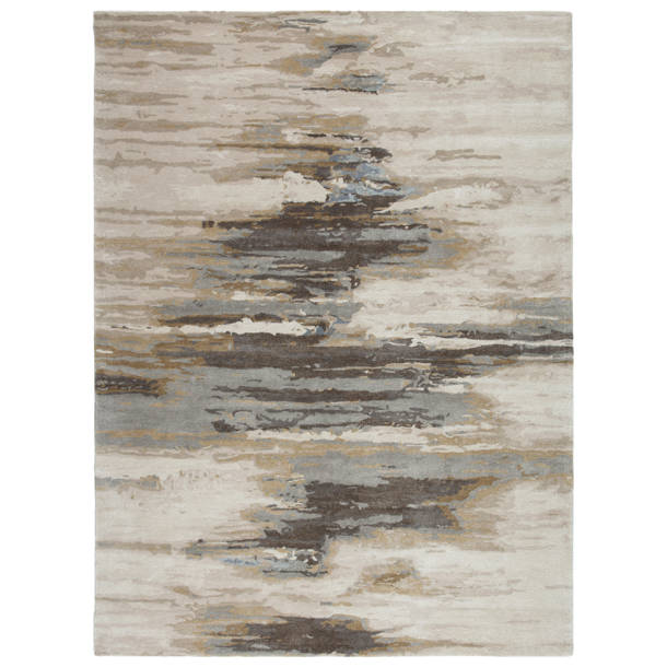 Ivy Bronx Fairlop Handmade Gray/Tan Rug | Wayfair