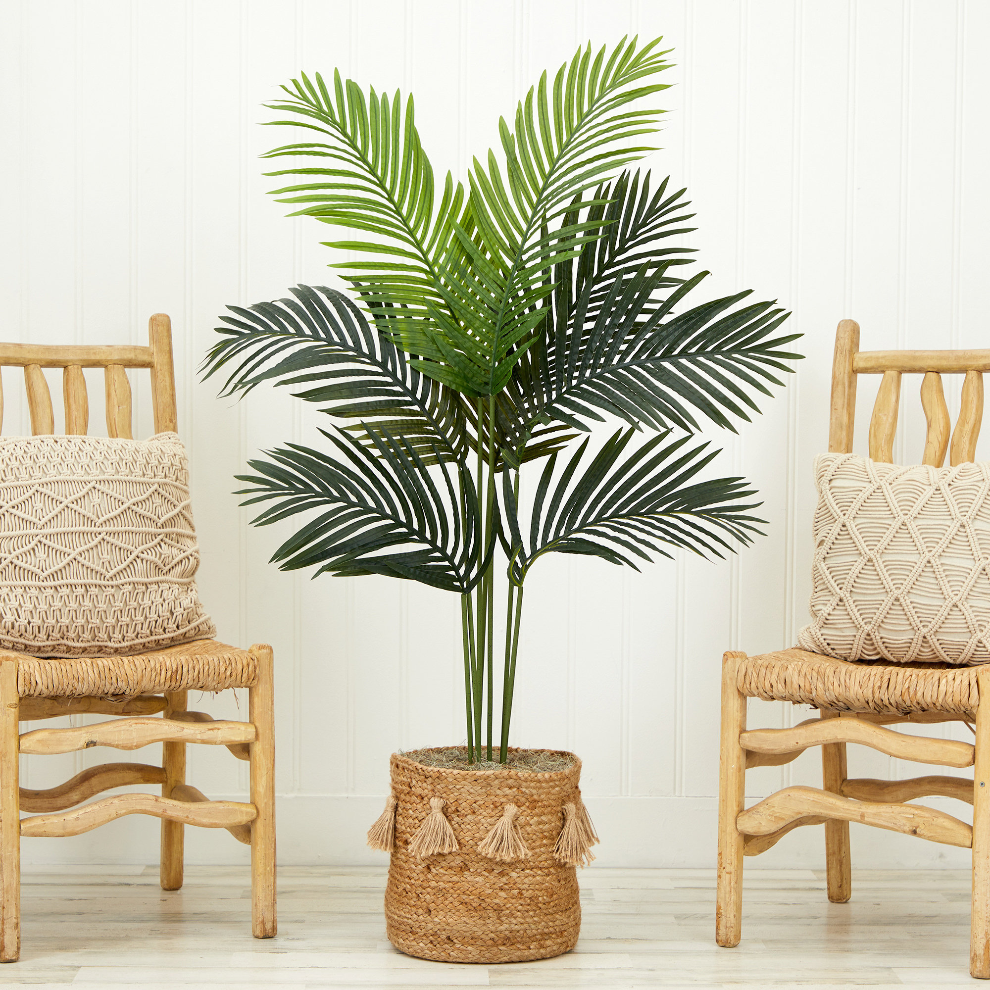 Primrue 48'' Faux Palm Tree in Cotton Basket | Wayfair