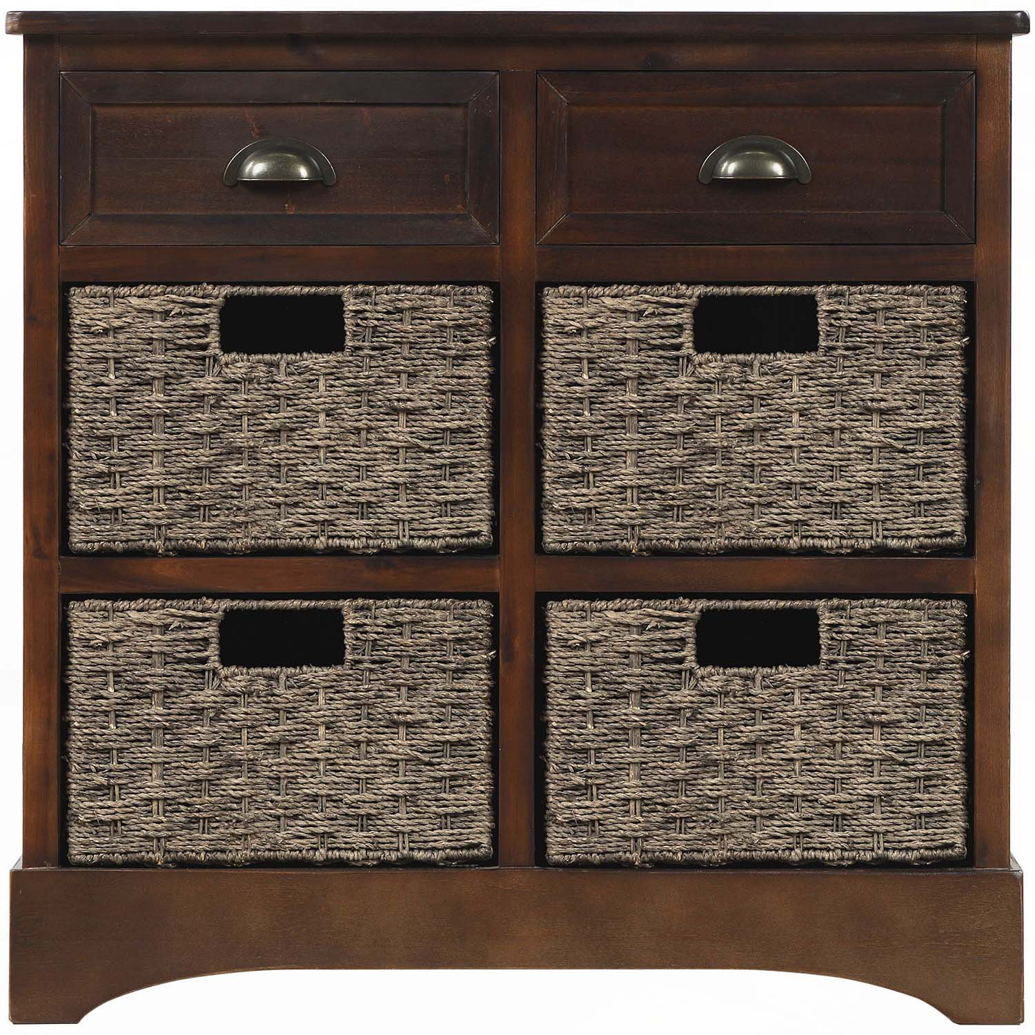Lark Manor Wood Storage Console Table with Storage Drawers and Rattan ...