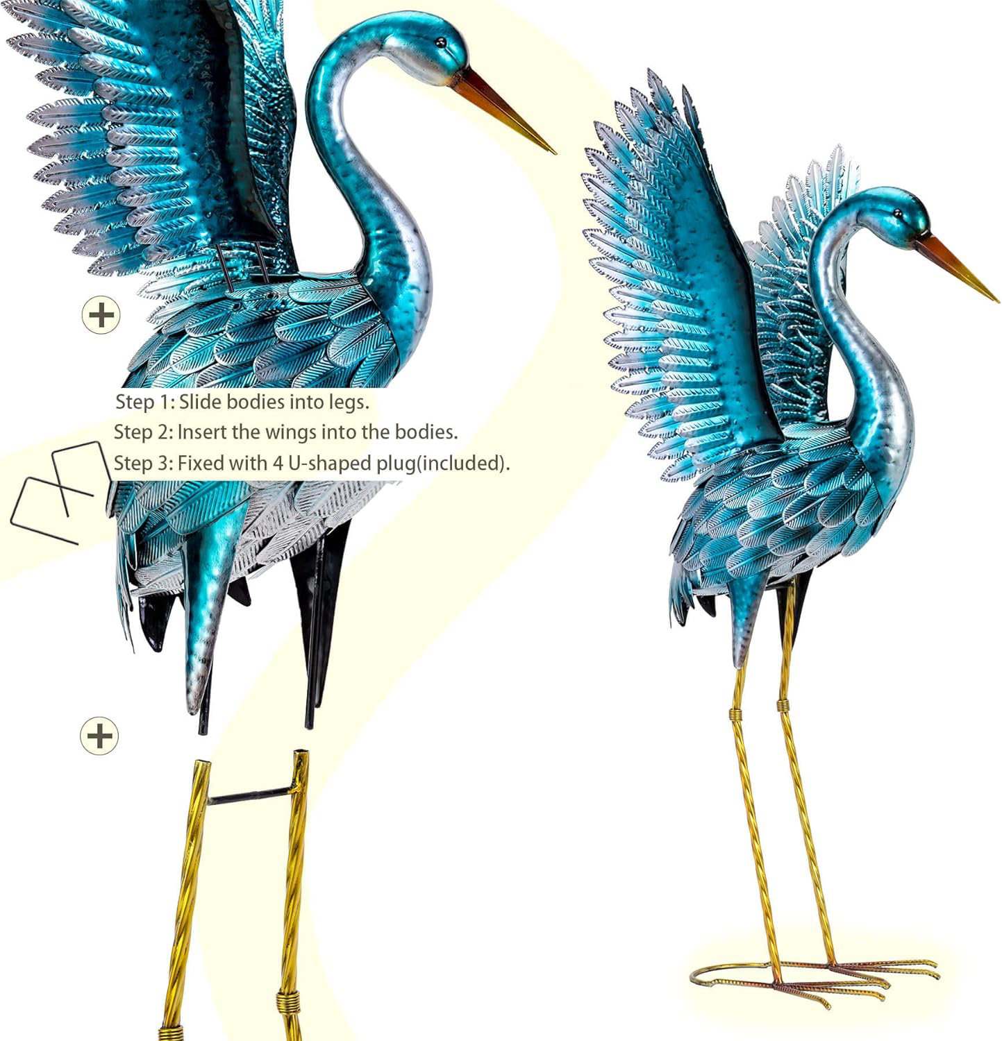 Arlmont & Co. Kalum Garden Crane Heron 2 Piece Statue Set | Wayfair