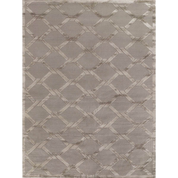 Exquisite Rugs Metro-Velvet Geometric Hand-Knotted Beige Area Rug | Wayfair