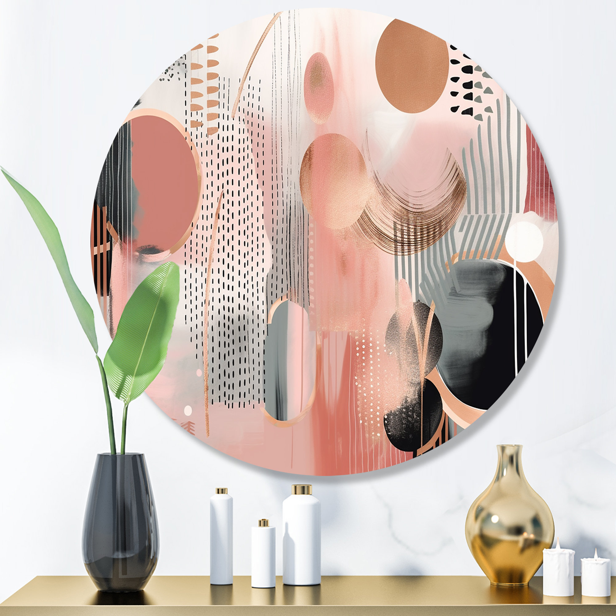 Mercer41 Duttko Pink Gold Lines Scenery IV - Abstract Modern Shapes ...