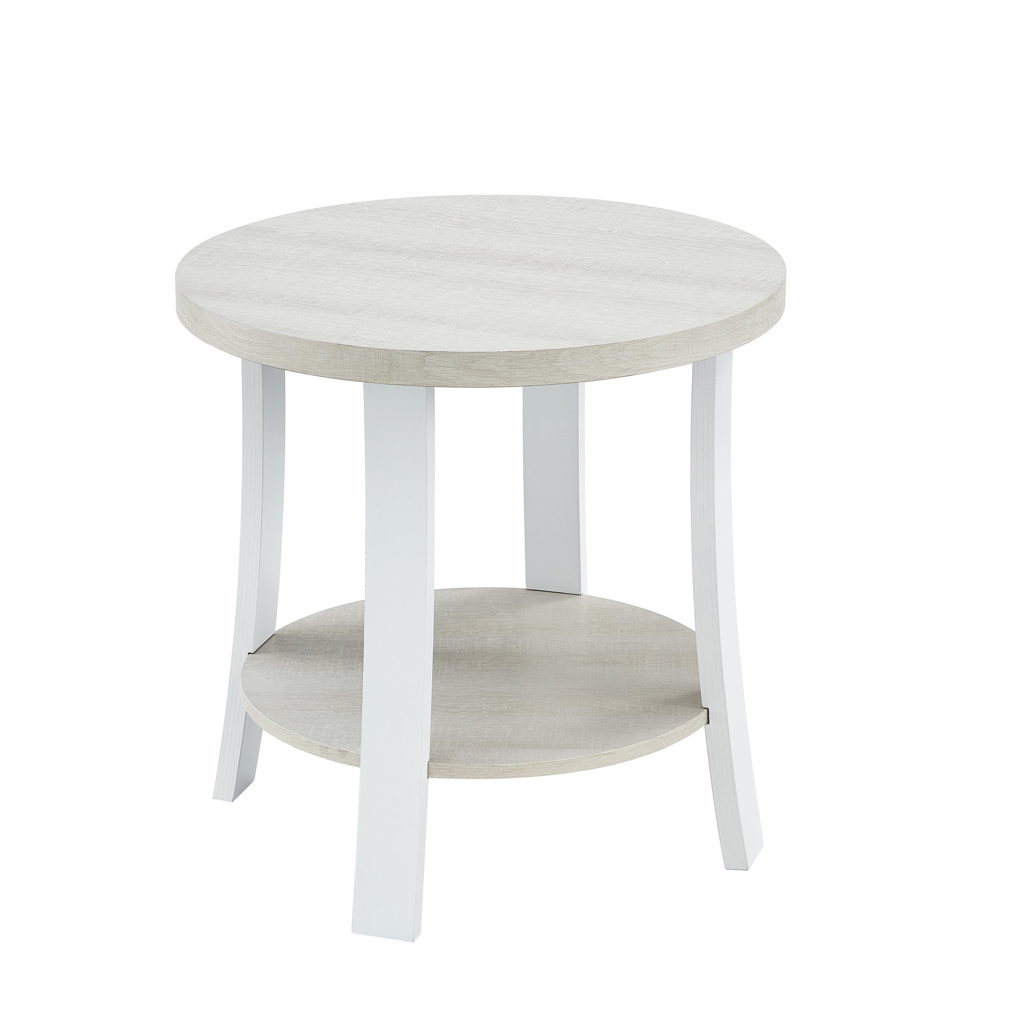 Ebern Designs Round White End Table Shelf - Contemporary Decorative ...