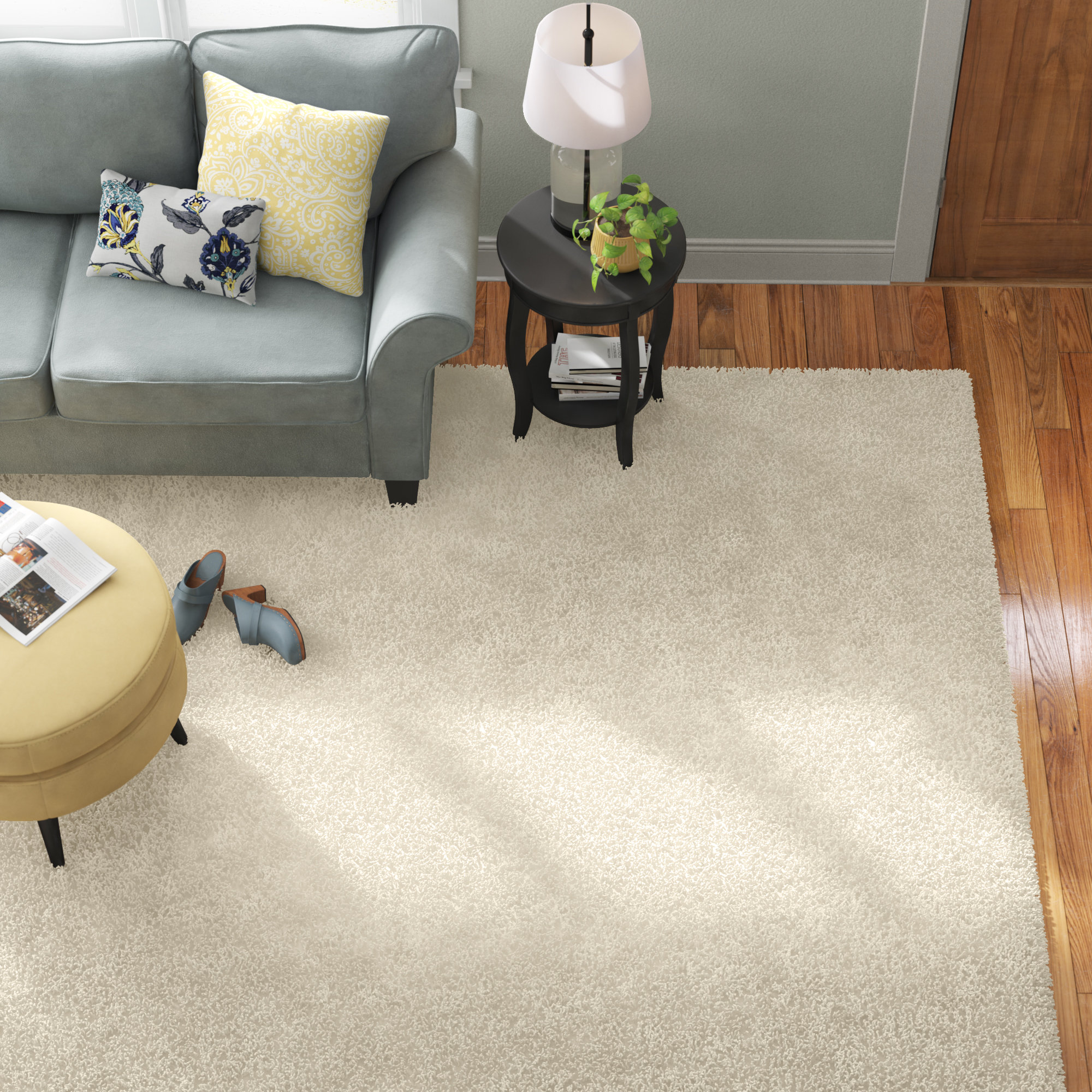 Winston Porter Renesha Shag Ivory Area Rug & Reviews | Wayfair