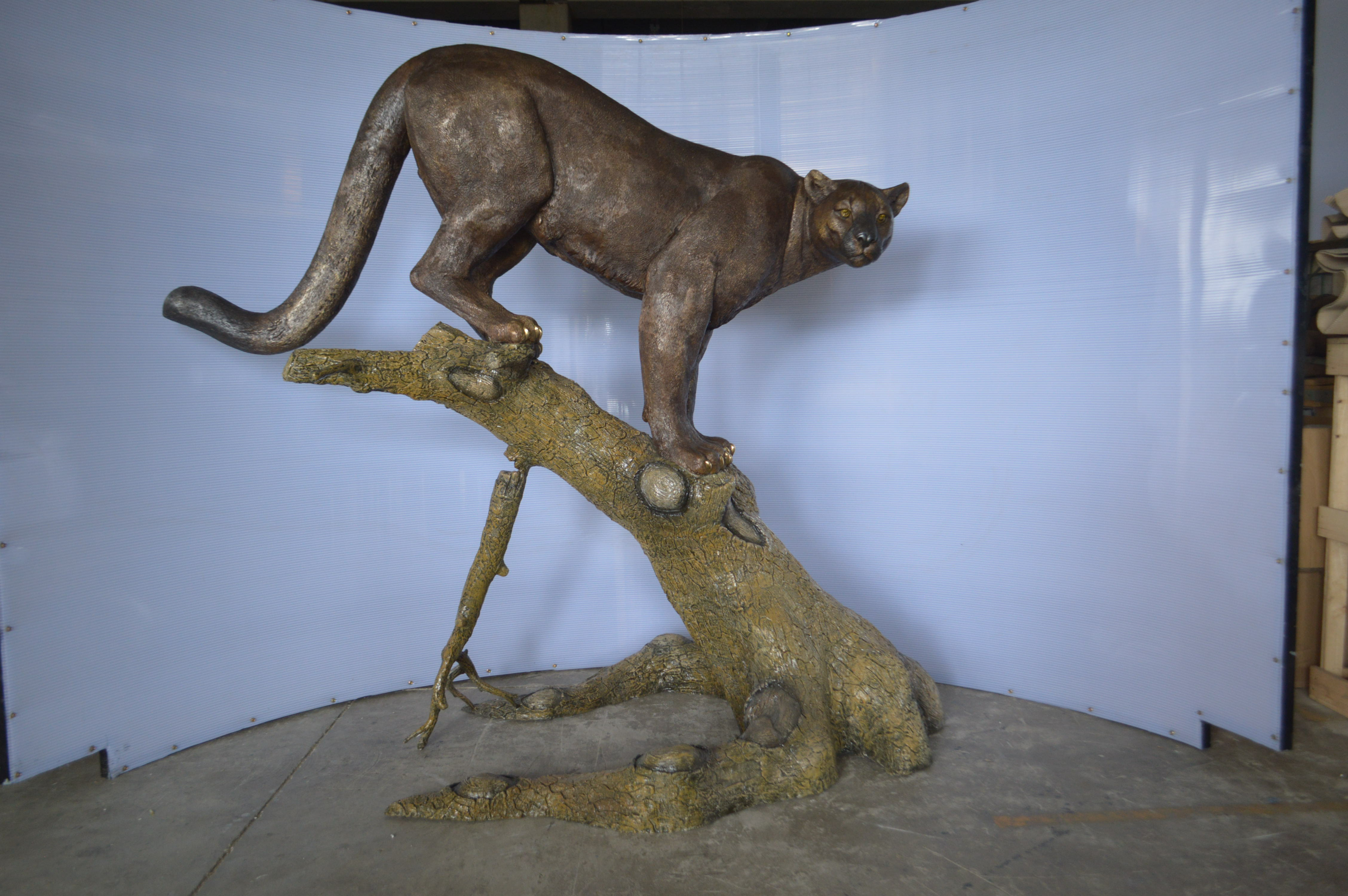 Nifao Statues Mountain Lion Aka Panther Or Puma Bronze Statue - Size ...