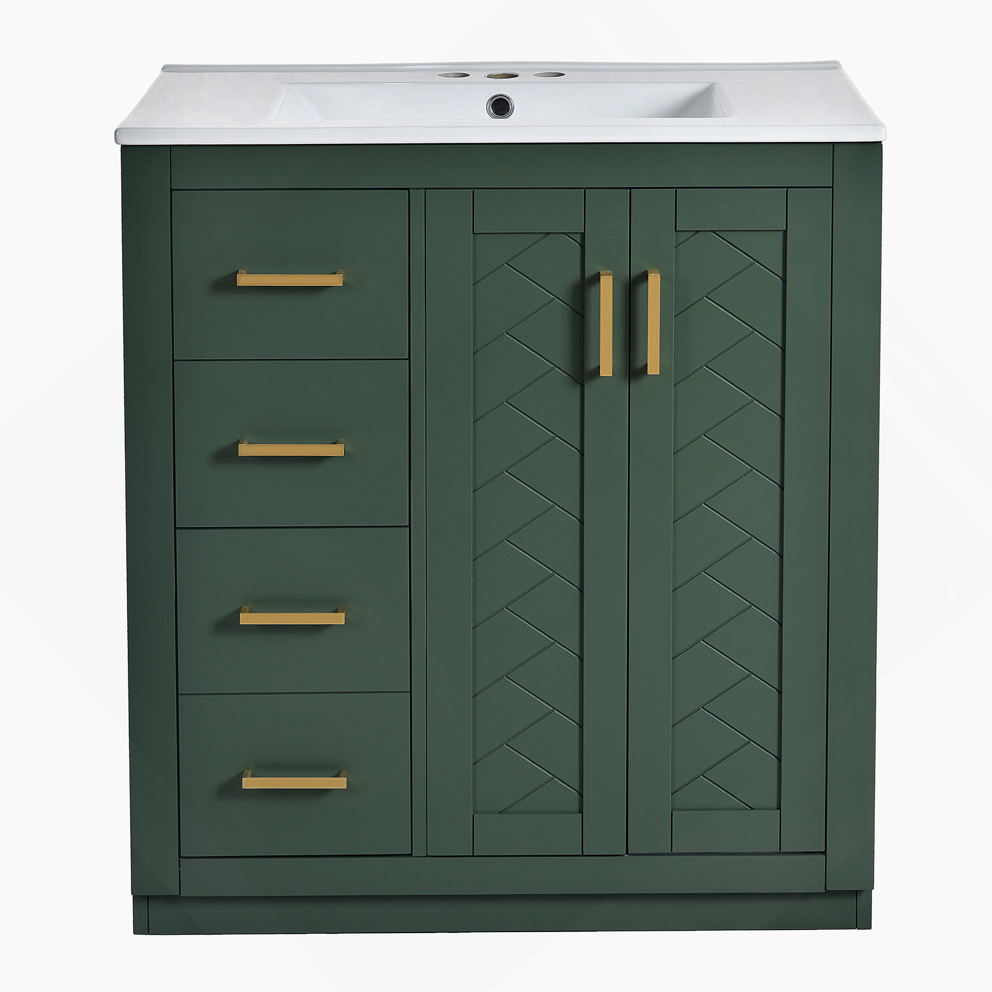 Winston Porter 30'' Bathroom Vanity with Ceramic Sink Combo,Solid Wood ...