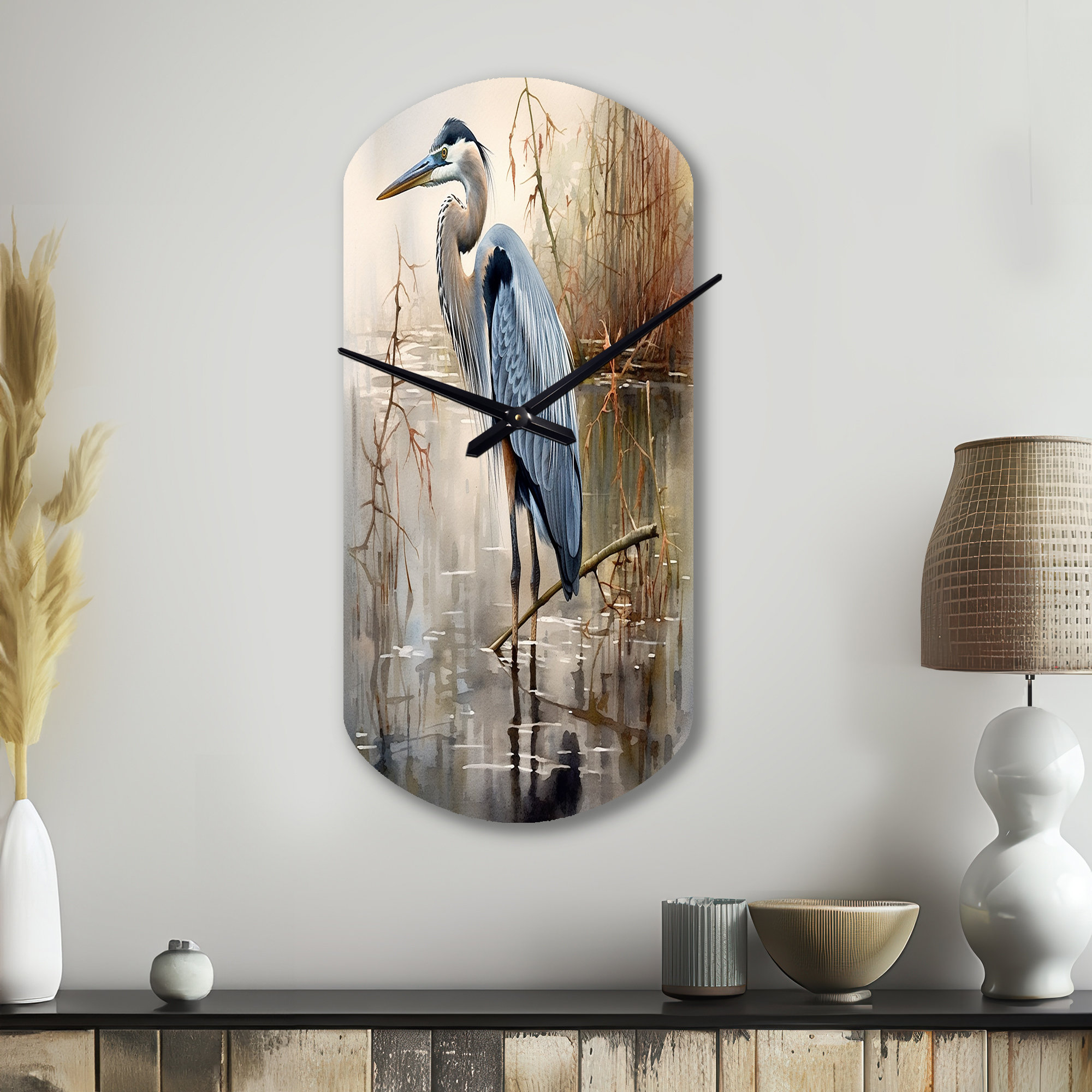 East Urban Home Tochkin Graceful Heron Waterbird IV - Heron Cylinder ...