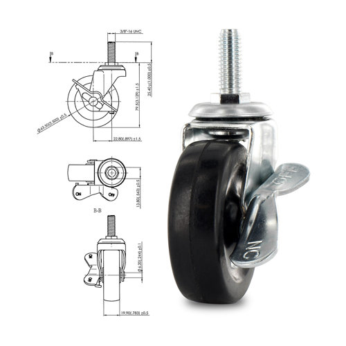 Outwater 1-1/2in. Square Metal Double Star Caster Insert With Brakes ...