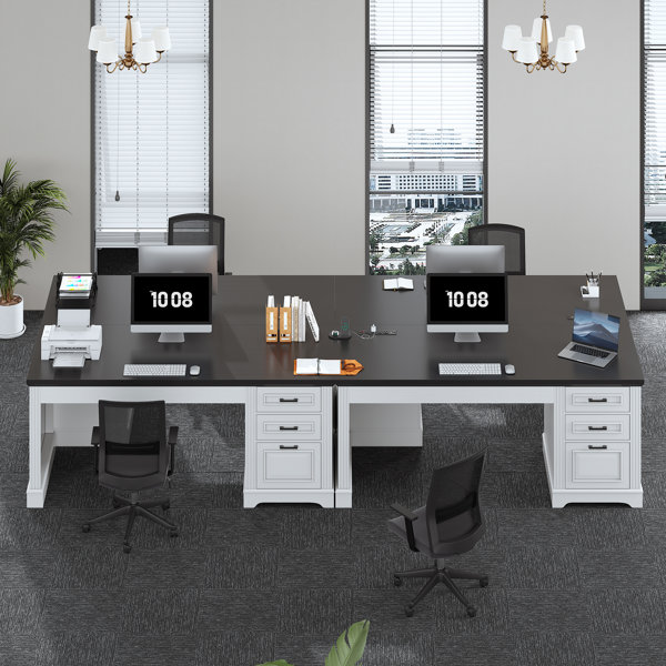 Winston Porter Computer Desk Executive Desk With 3 Drawers, Farmhouse ...