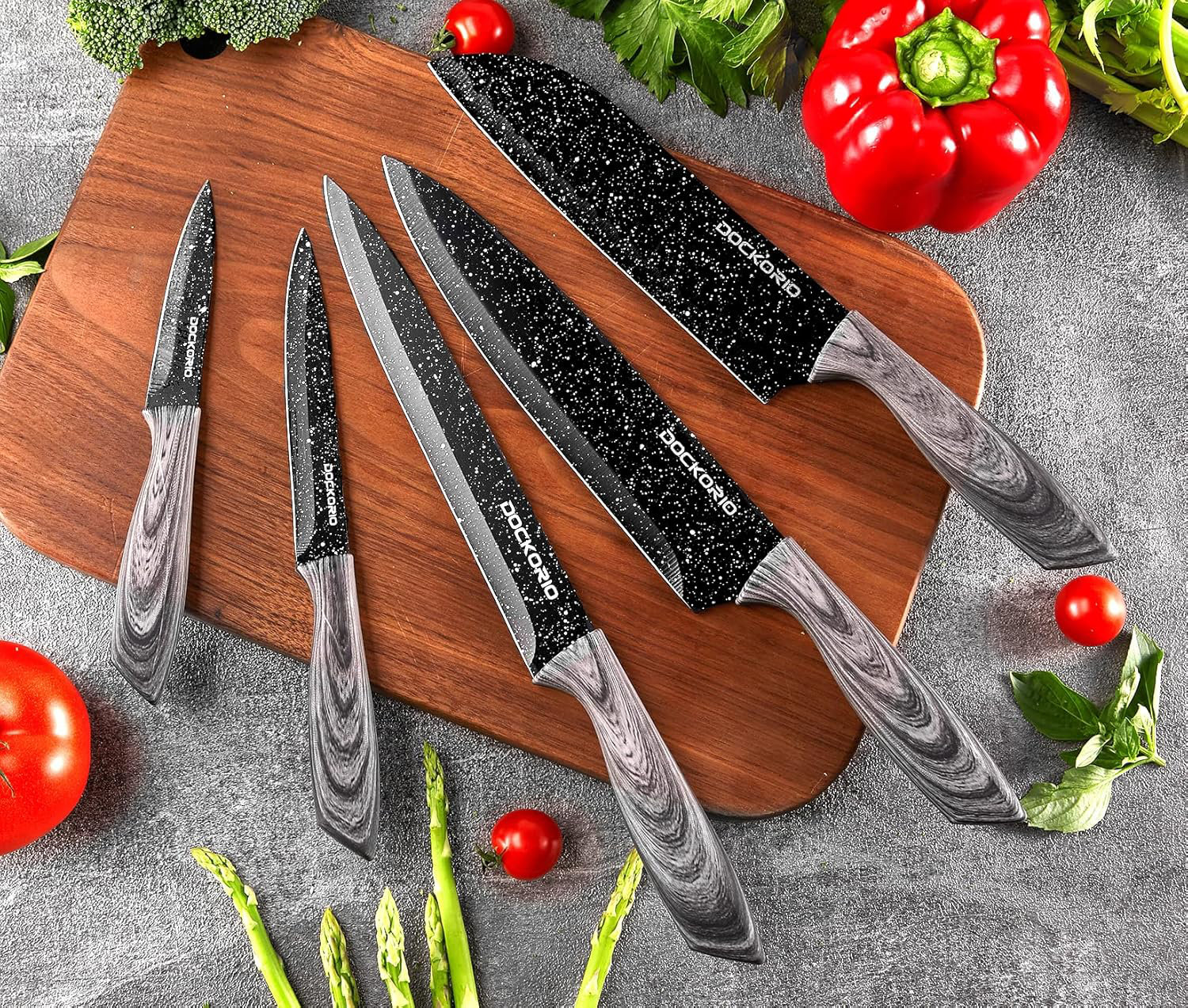 POGASY Kitchen Knife Set With Block 19 PCS High Carbon Stainless Steel ...