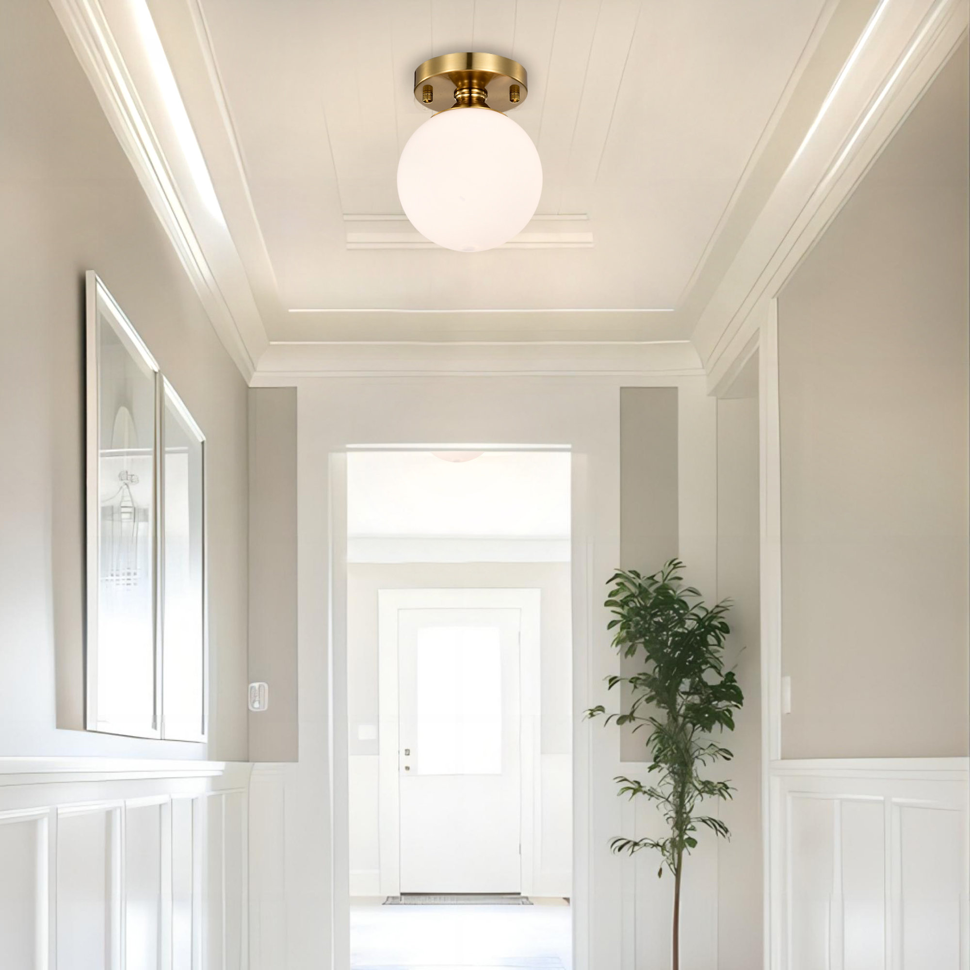 Mercer41 Semi Flush Mount Ceiling Light Gold Hallway Light Fixtures ...