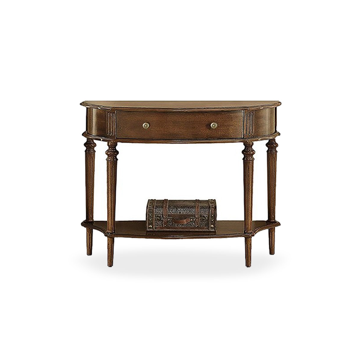 Canora Grey 47.24" Walnut Half Moon Solid Wood Console Table | Wayfair