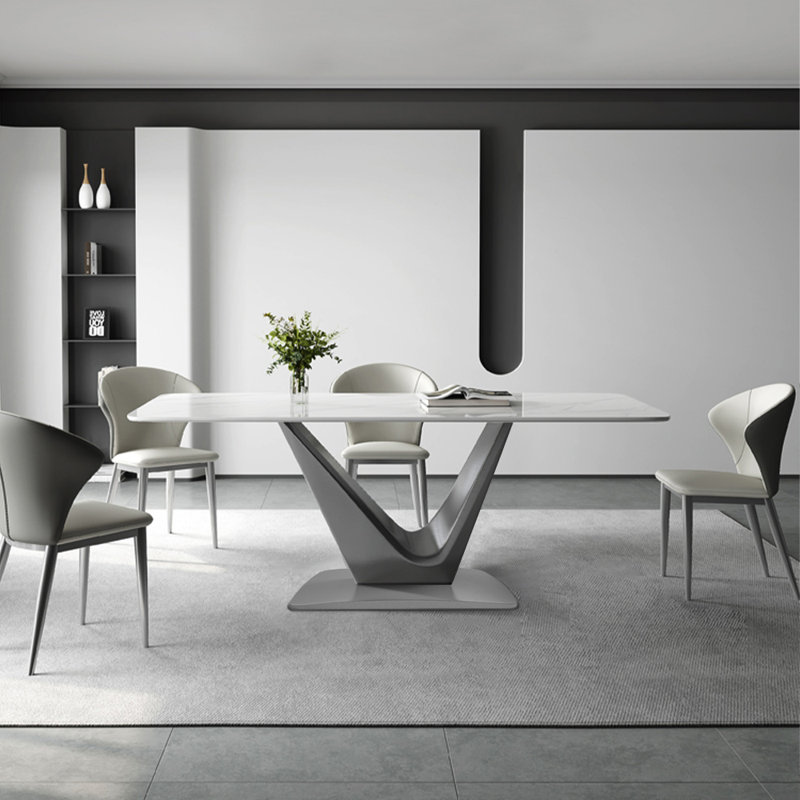 Orren Ellis Birkes Modern White Dining Table for 6 Persons with ...