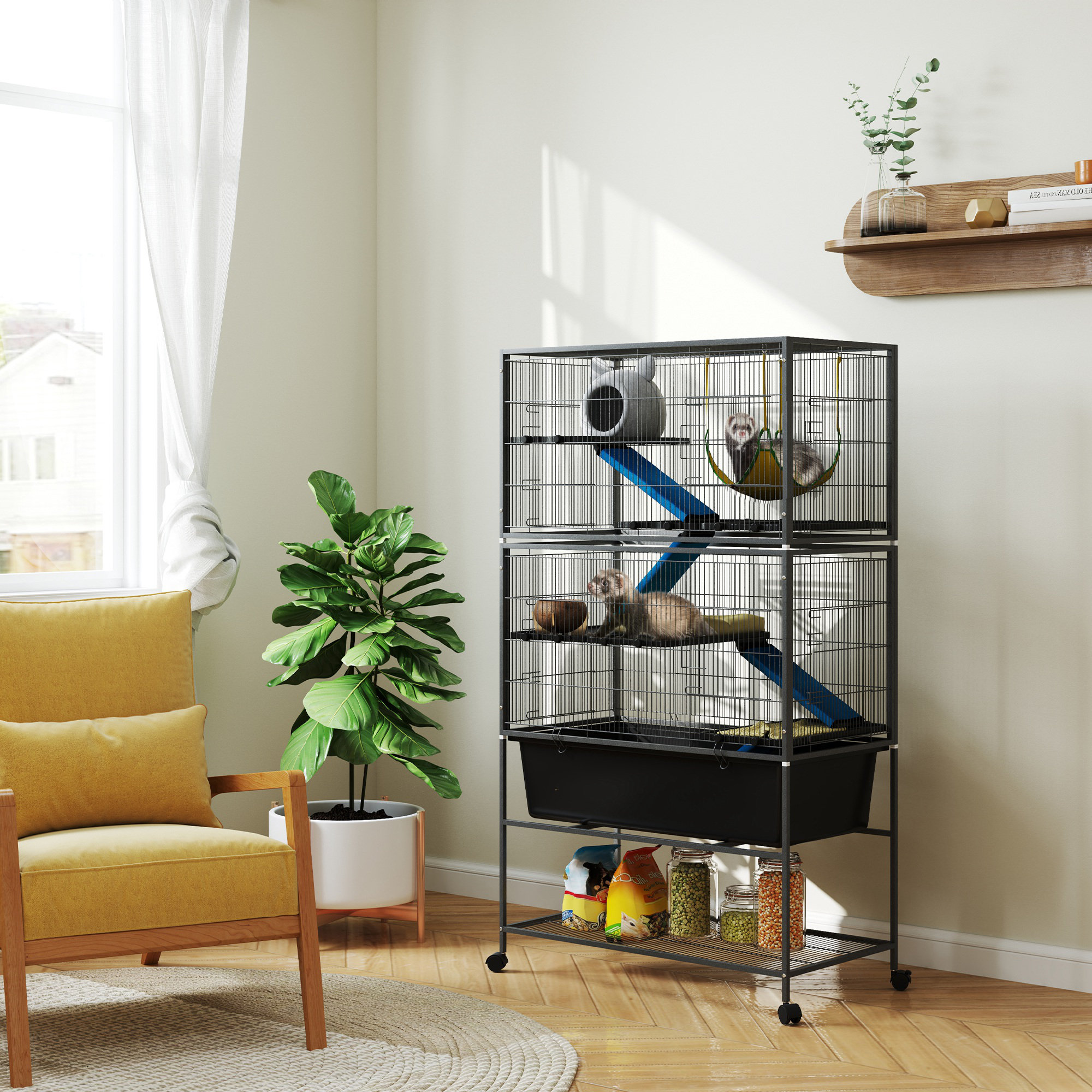 Tucker Murphy Pet™ 59" 5-Level Small Animal Cage, Rolling Ferret ...