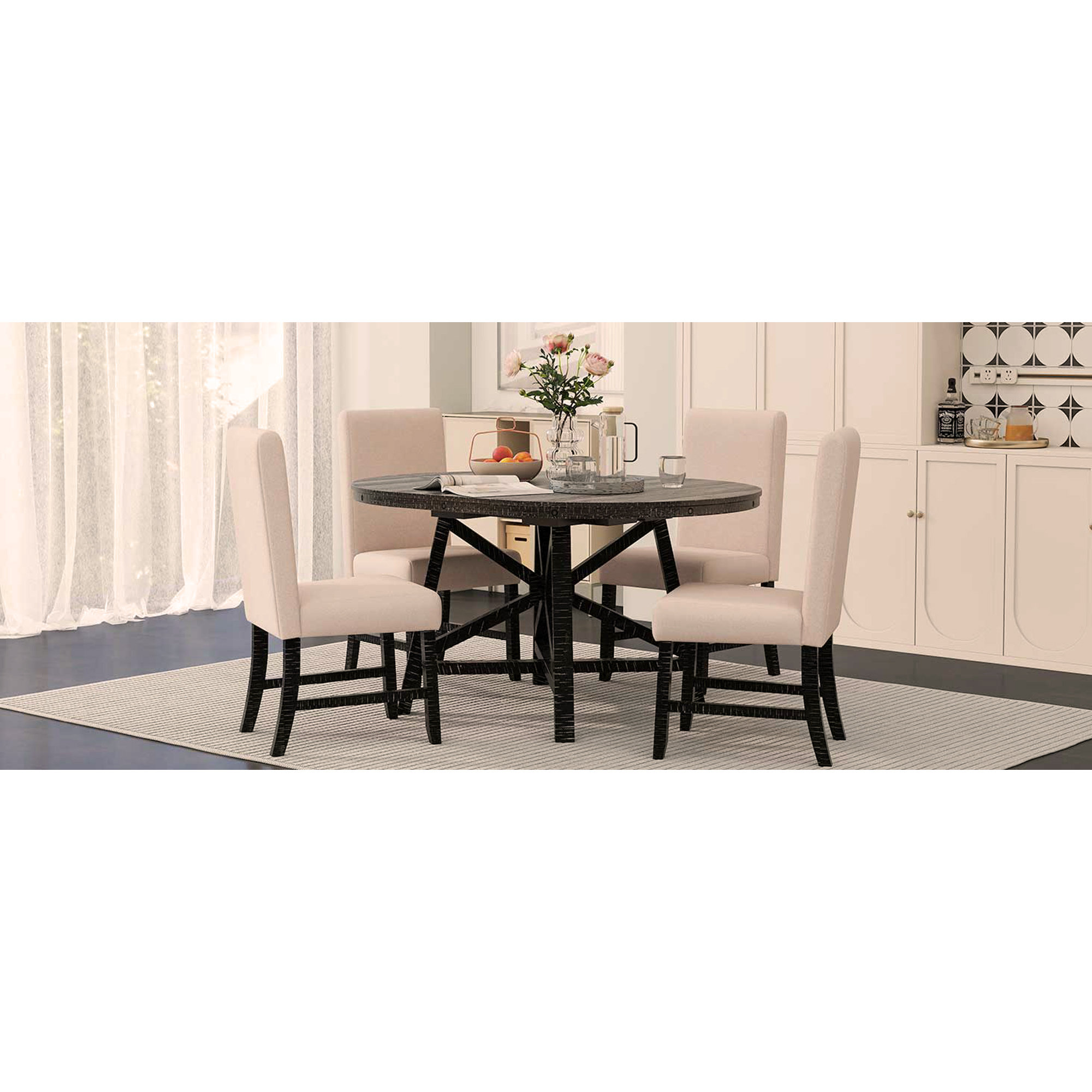 Lark Manor™ 5-Piece Retro Functional Dining Set with Extendable Round ...