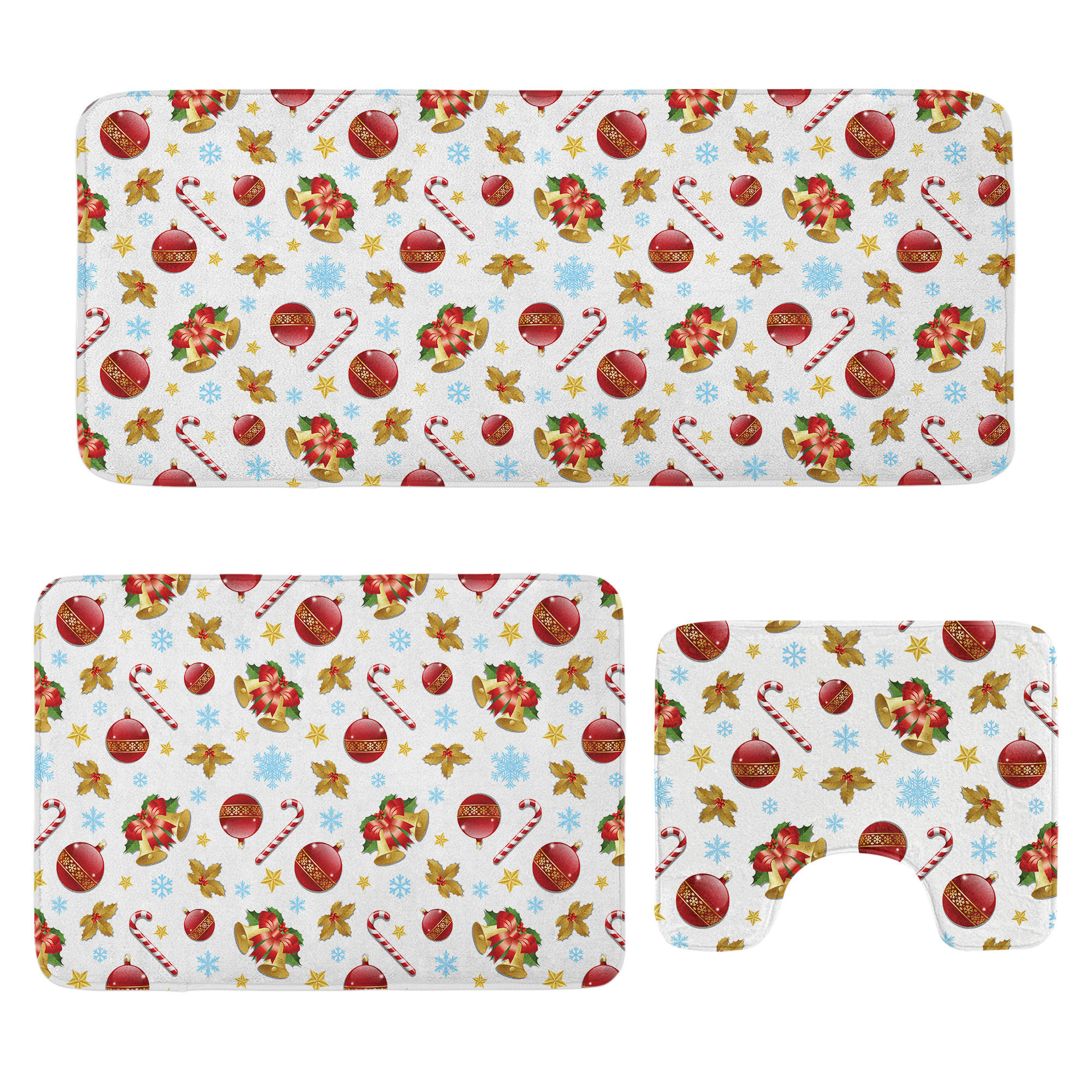 The Holiday Aisle® Christmas Bathroom Rug Set 3 Pieces U-Shape ...