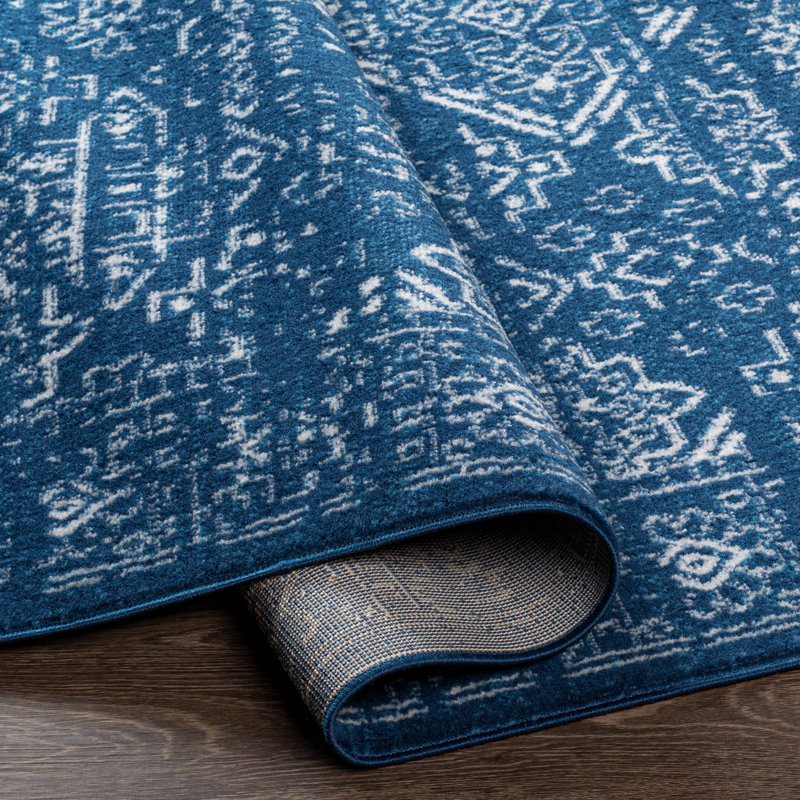 Lark Manor Roundhay Performance Navy/White Rug & Reviews | Wayfair