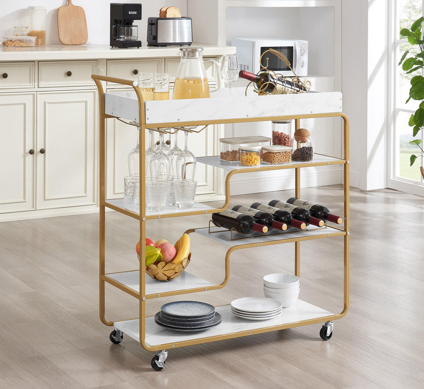 Mercer41 Bar Cart, Slide Bar Serving Cart, Retro Style Wine Cart for ...