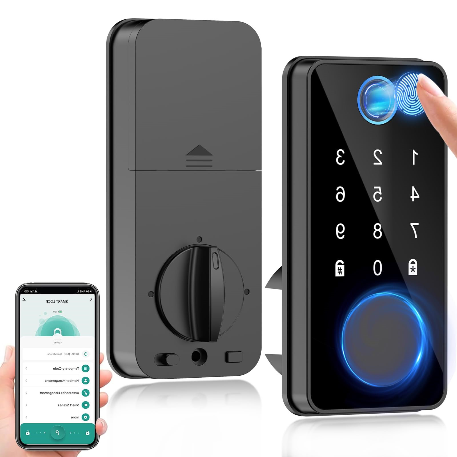 ARMIJU Smart Fingerprint Keyless Entry Door Lock with Digital Passcode ...
