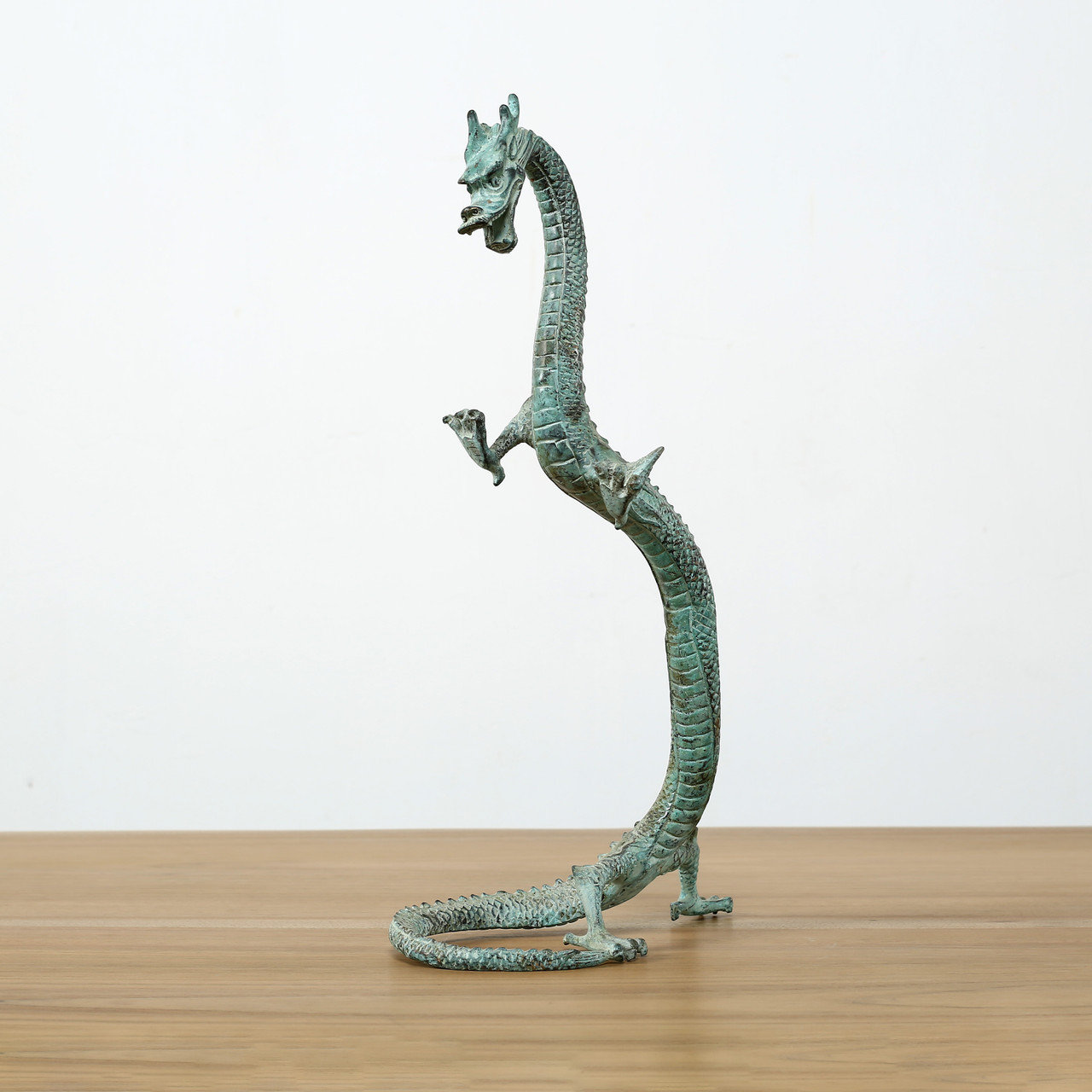 Trinx Approx. 16 Inches Bronze Standing Dragon Weathered Green | Wayfair