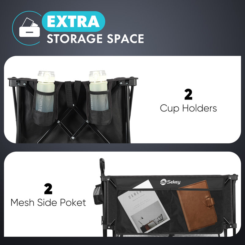 Sekey 450LBS Double Decker Collapsible Wagon Cart, 50"L Extra-Long ...