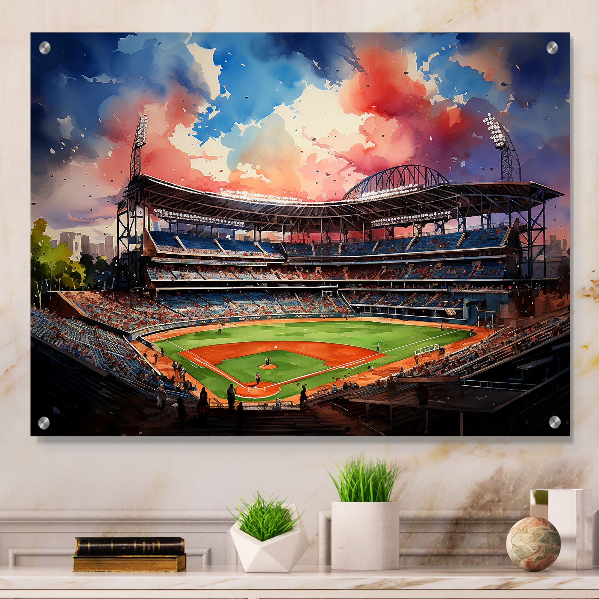 Ebern Designs Abstract Baseball Stadium III - Stadiums Acrylic Wall Art ...