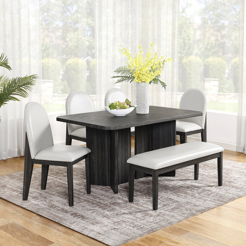 Latitude Run® 6 - Piece Double Pedestal Dining Set with Bench | Wayfair