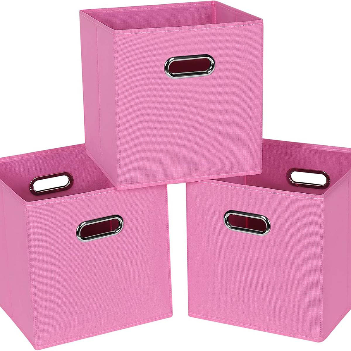 KINOFO Fabric Cloth Storage Bins,Fabric Cube Bins Organizer With Dual ...